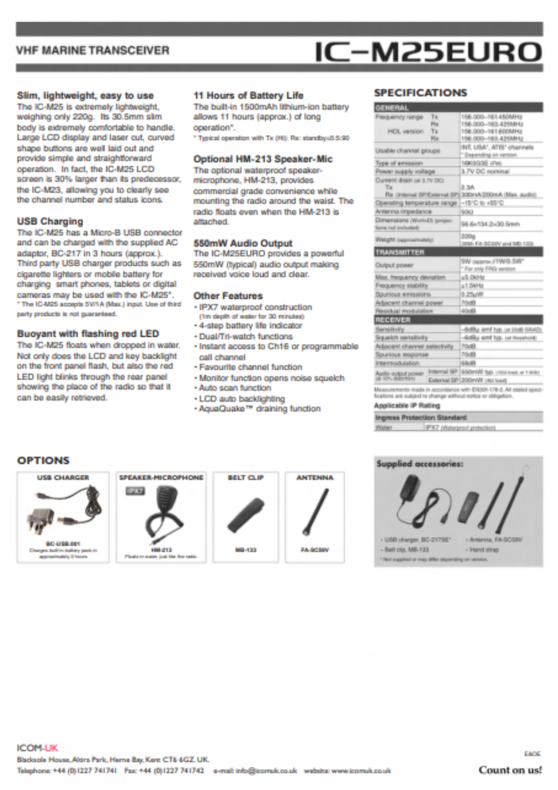 ICOM 1C-M25 VHF Handheld Radio| Suffolk Marine Safety