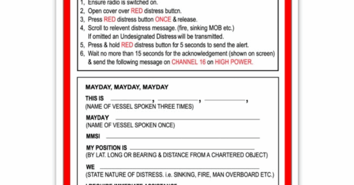 ‘Mayday Procedure’ Boat Safety Stickers | Suffolk Marine Safety