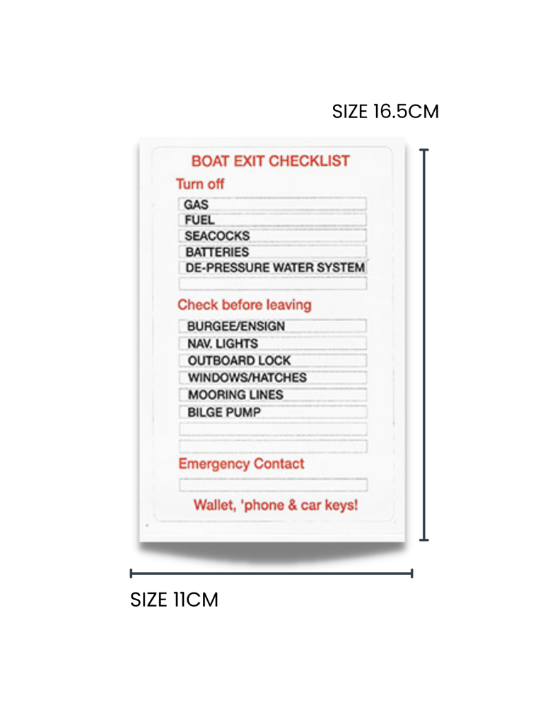 'Boat Exit Checklist' Safety Stickers | Suffolk Marine Safety