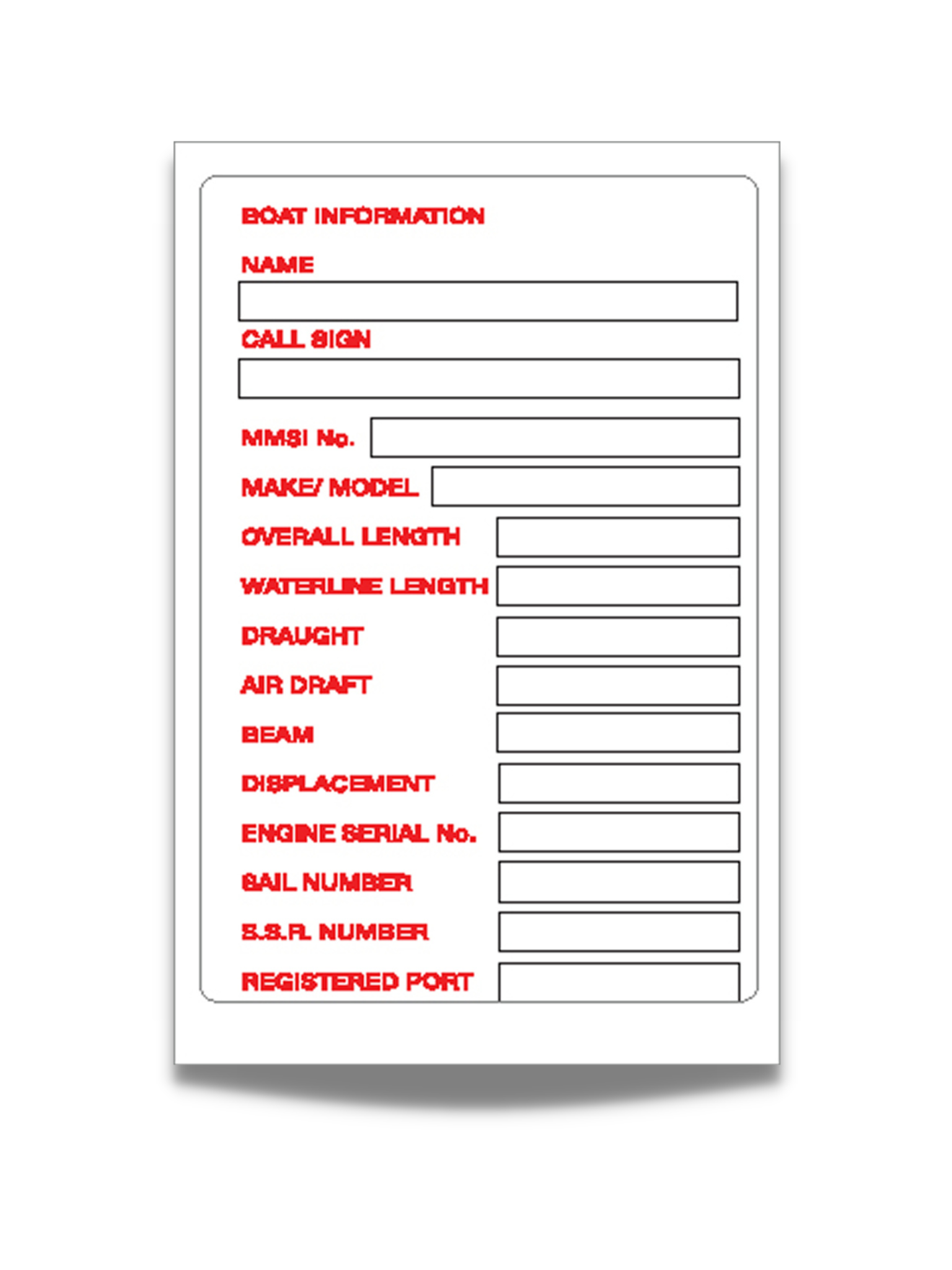 ‘Boat Information’ Safety Stickers | Suffolk Marine Safety