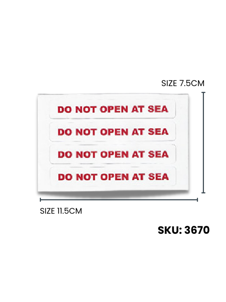 'Do Not Open at Sea' Boat Safety Stickers | Suffolk Marine Safety