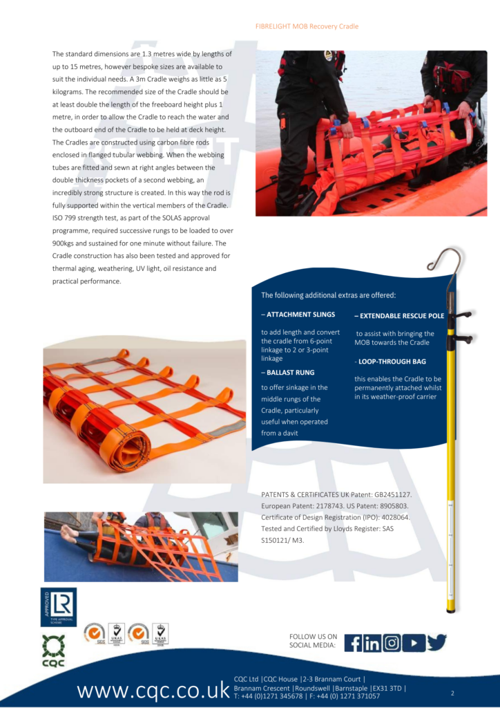 Fibrelight MOB Recovery Cradle | Suffolk Marine Safety