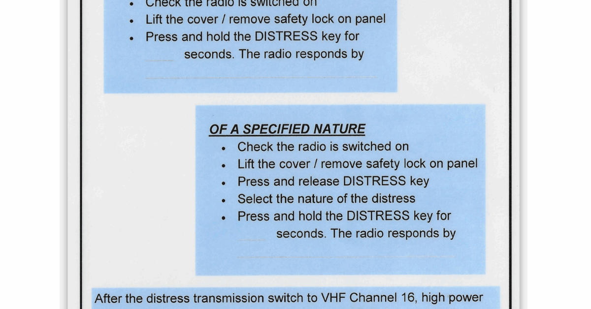Mayday VHF Procedure Card | Suffolk Marine Safety