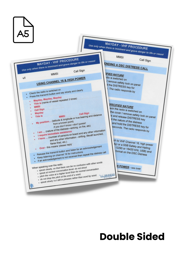 Mayday VHF Procedure Card | Suffolk Marine Safety
