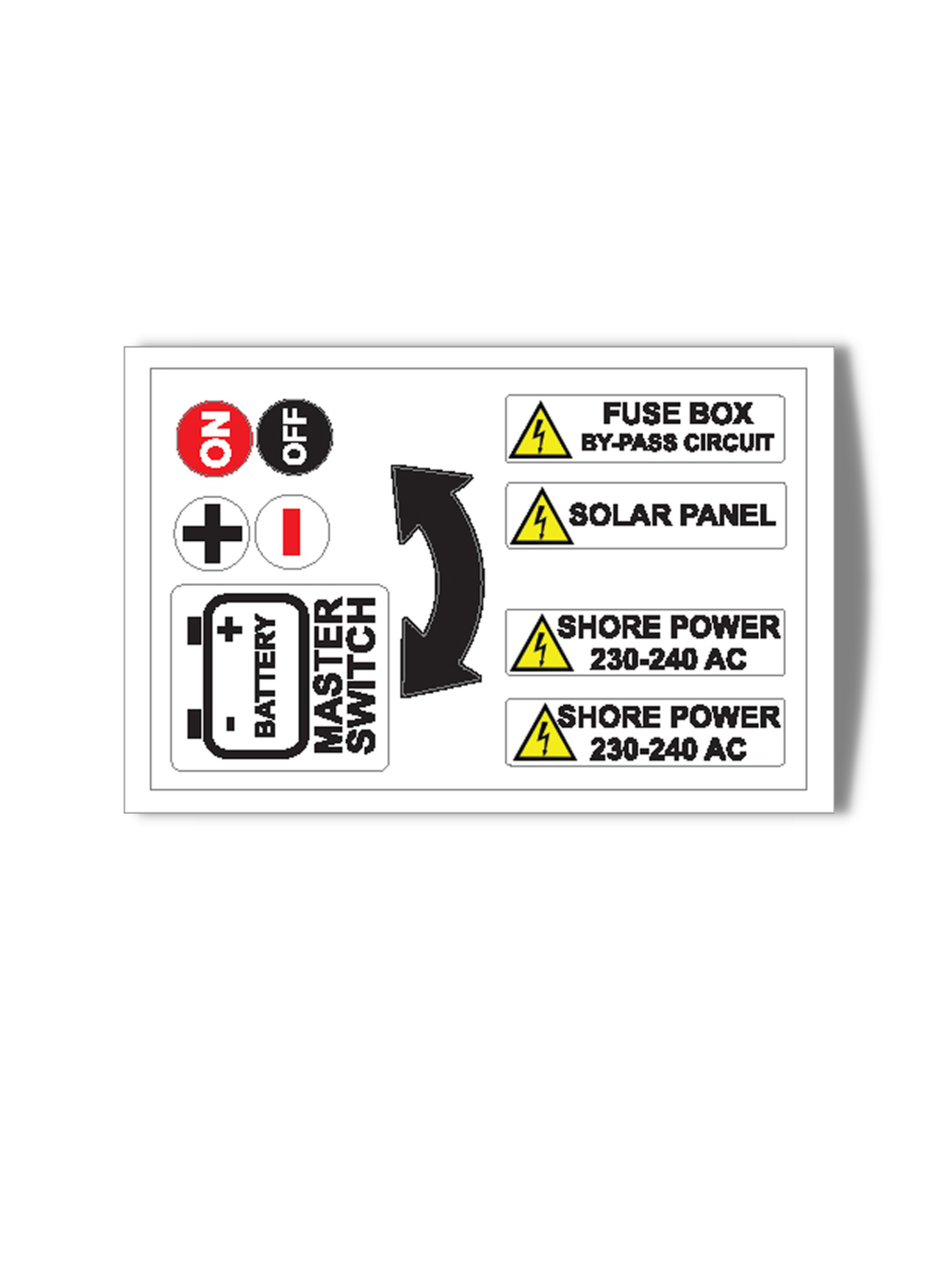 Battery/Shore Power Boat Safety Stickers