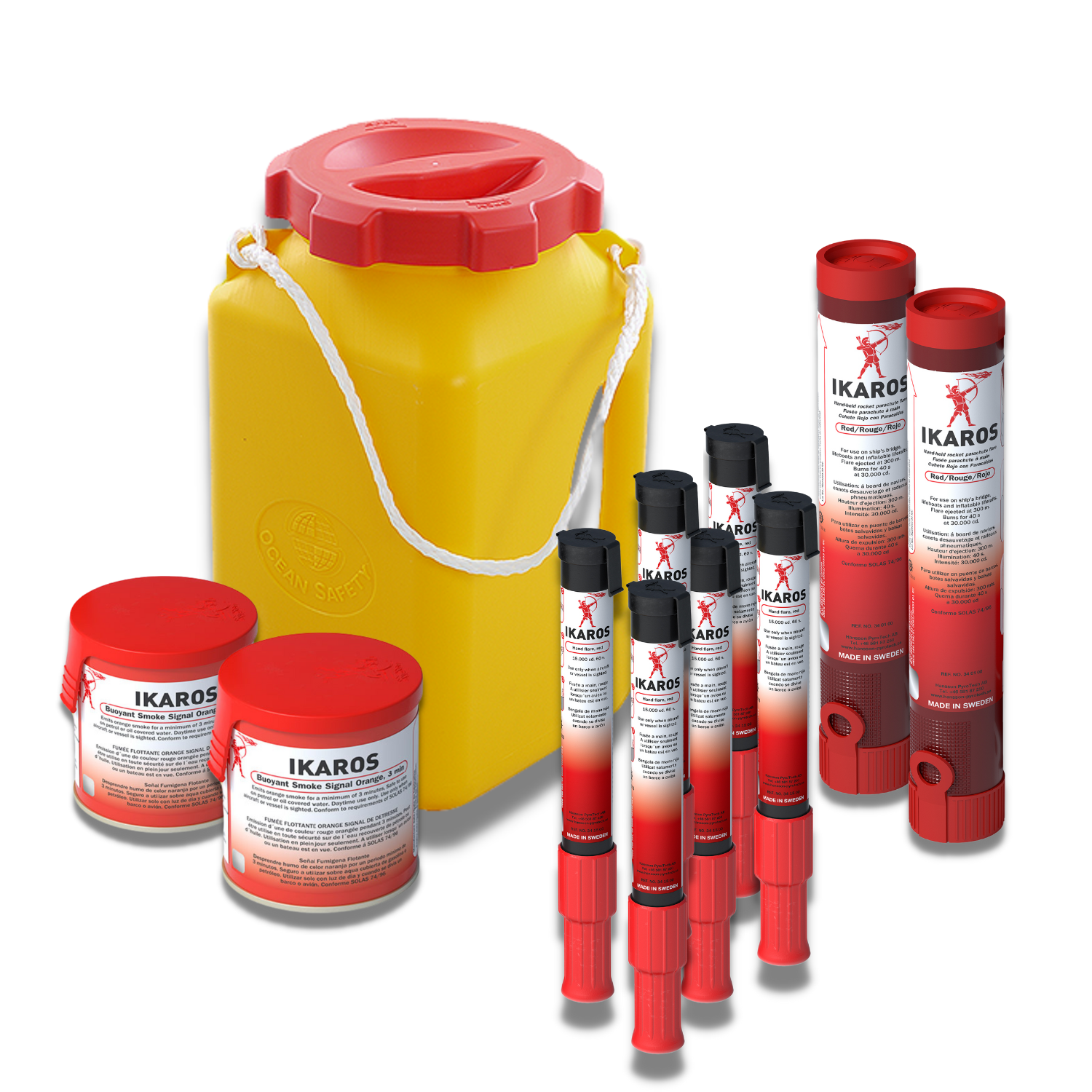 IKAROS Coded Vessel Flare Pack with Poly Bottle | Suffolk Marine Safety